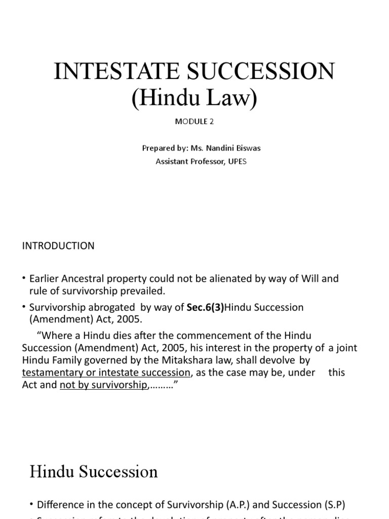 Hindu Intestate Succession Rules | PDF | Intestacy | Inheritance