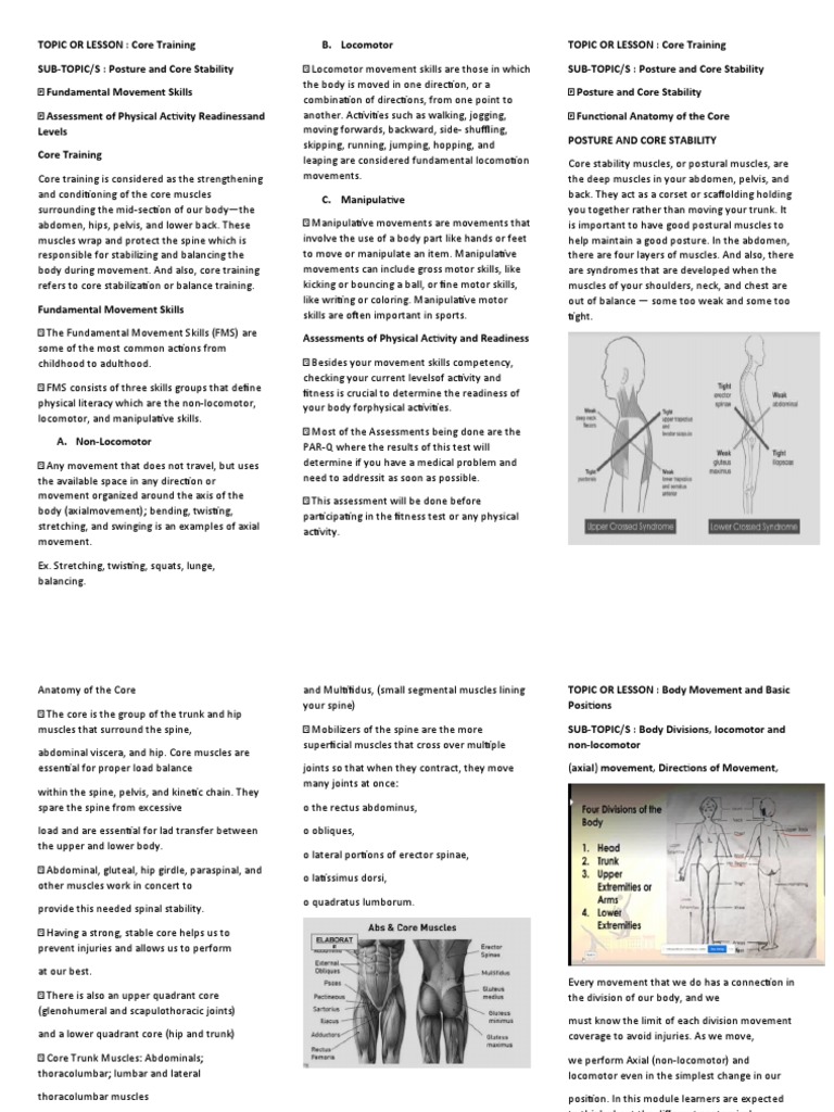Core Training and Body Movement Fundamentals | PDF | Aerobic Exercise ...