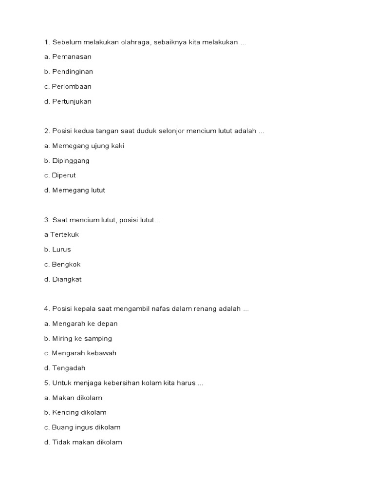 Soal Pjok KLS 4 | PDF