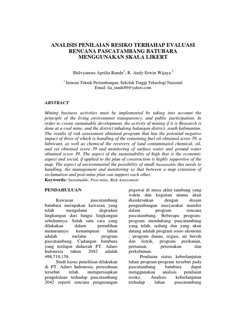 ID Analisis Penilaian Resiko Terhahap Evalu | PDF