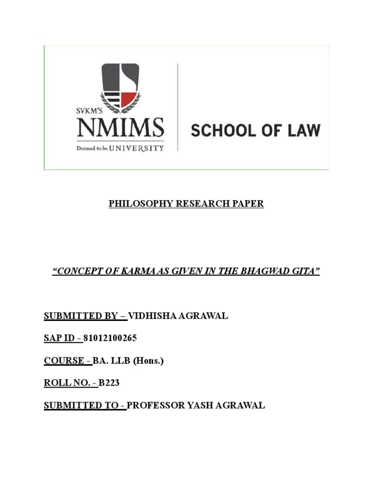 PHILOSOPHY RESEARCH PAPER | PDF | Bhagavad Gita | Karma