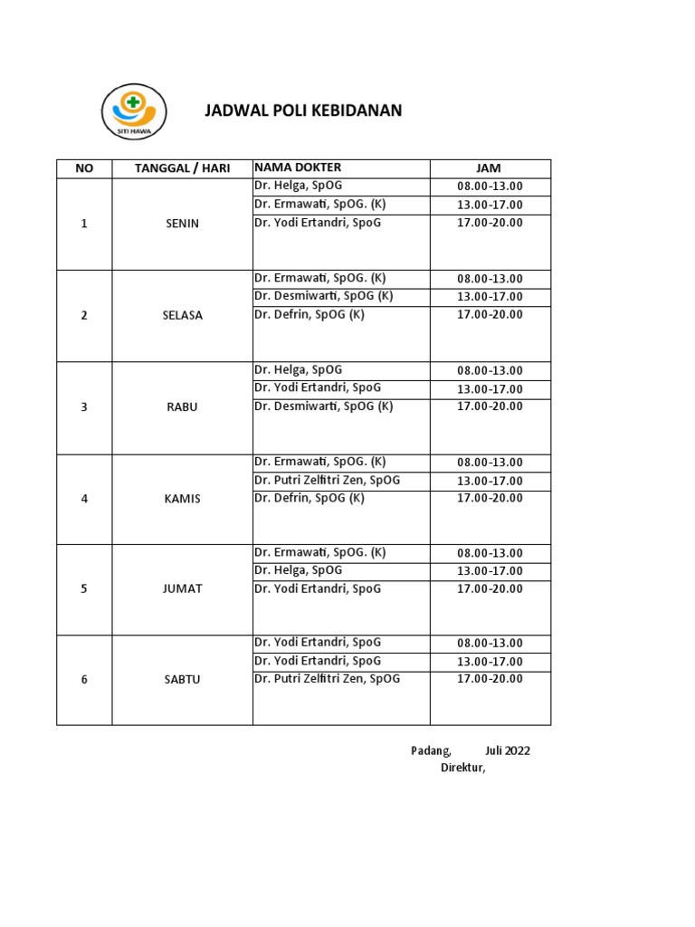Jadwal Poli Kebidanan Dan Anak | PDF | Wellness