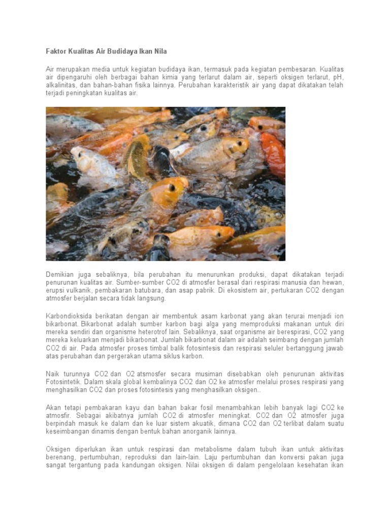 Faktor-Faktor Kualitas Air yang Mempengaruhi Pertumbuhan Ikan Nila | PDF