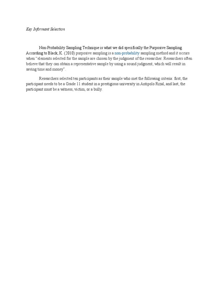 Key Informant Selection | PDF