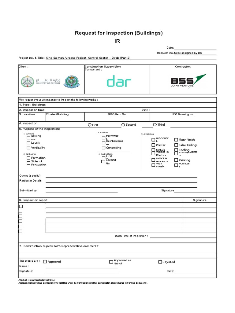Request For Inspection (Buildings) | PDF | Economic Sectors