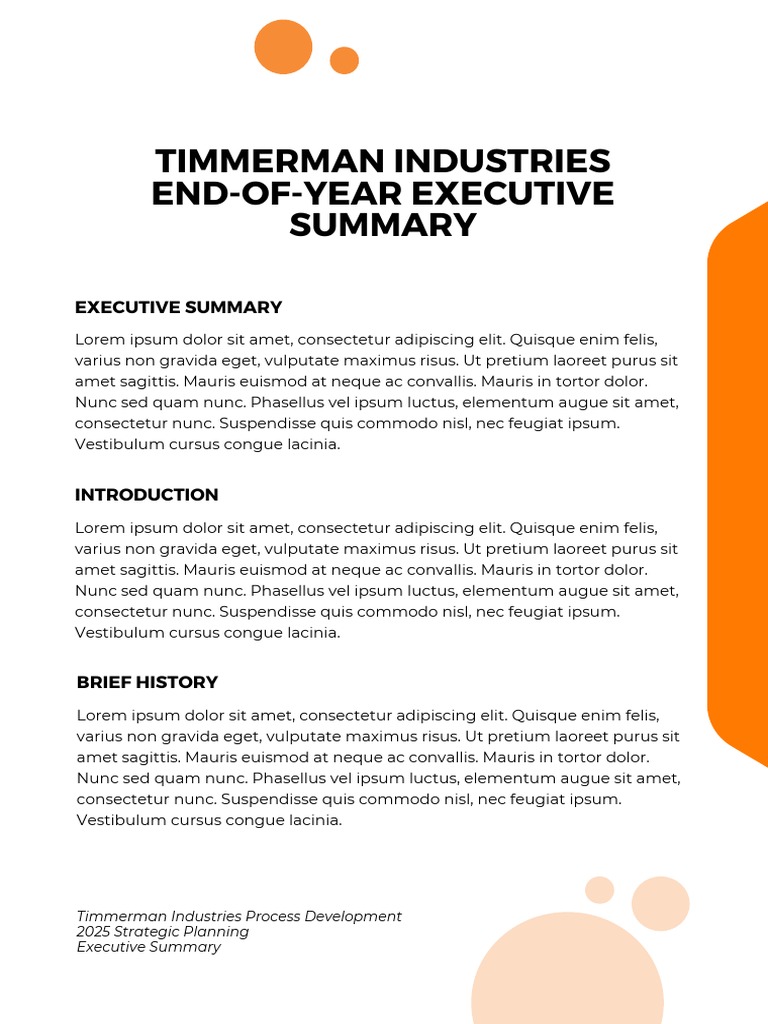 Orange and Black Modern Corporate Business Executive Summary Document | PDF