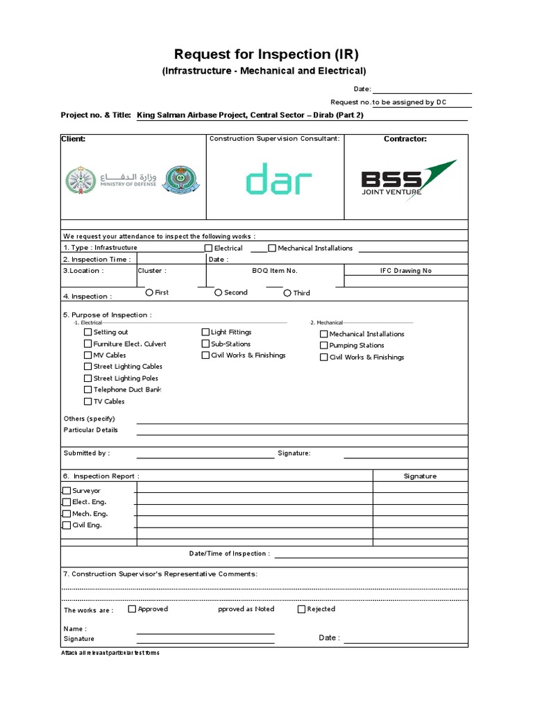 King Salman Airbase Inspection Request | PDF