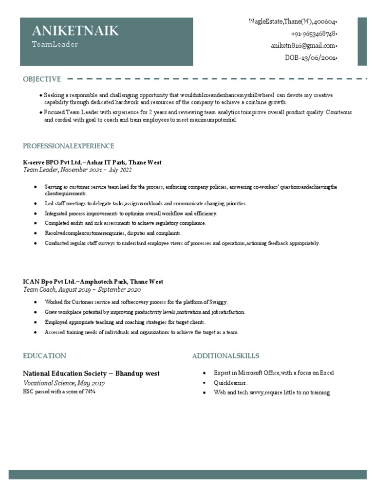 Aniket Resume | PDF | Outsourcing | Employment