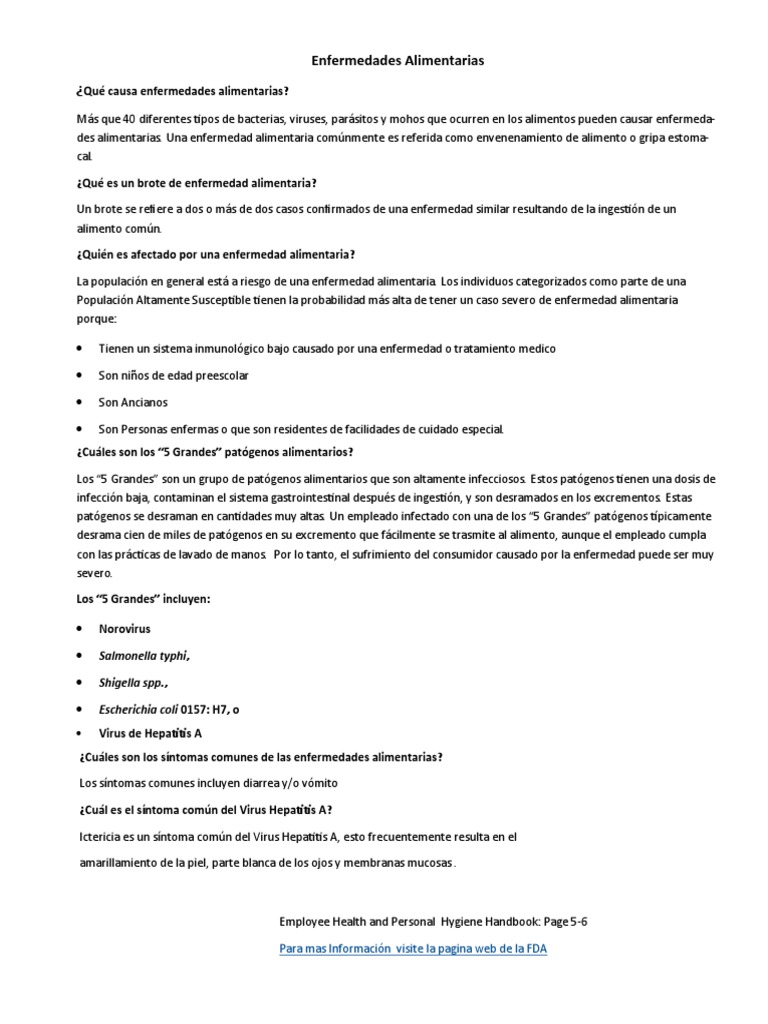 Employee Health and Hygiene Spanish | PDF