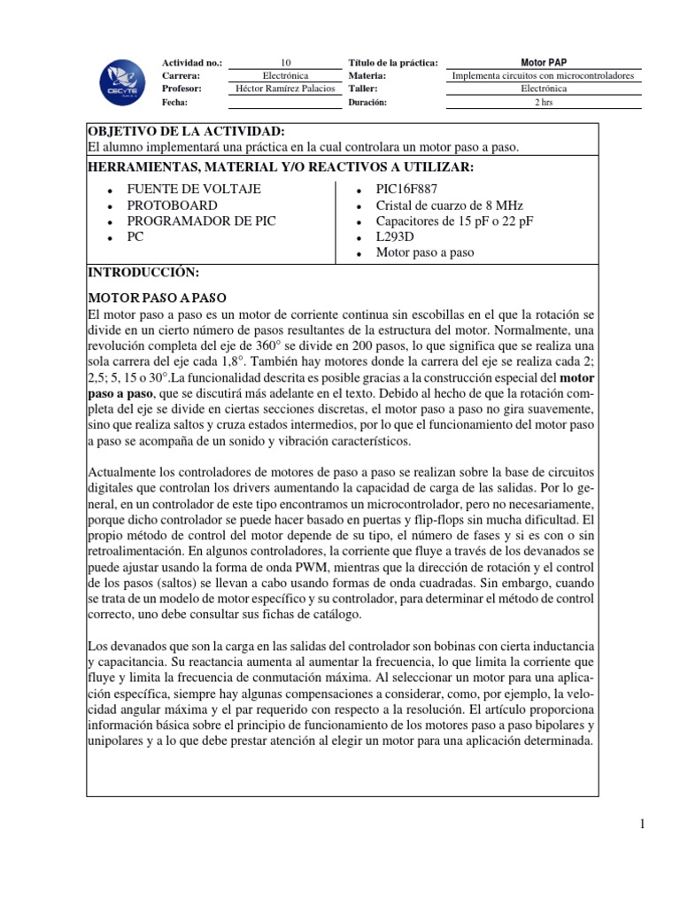 Pract 10 Micros 2022 Motor PAP | PDF | Inductor | Imán