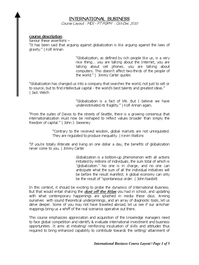 International Business Course Layout PTPGPM 2010 | PDF | International ...