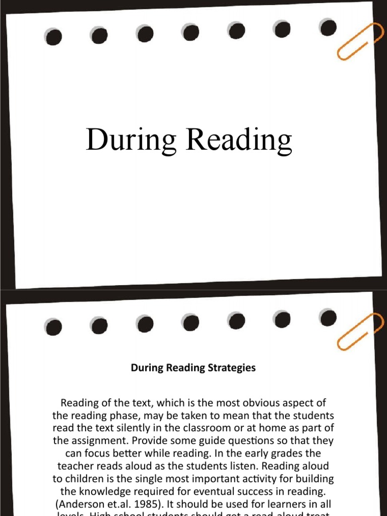 During Reading | PDF | Reading Comprehension | Teaching Method