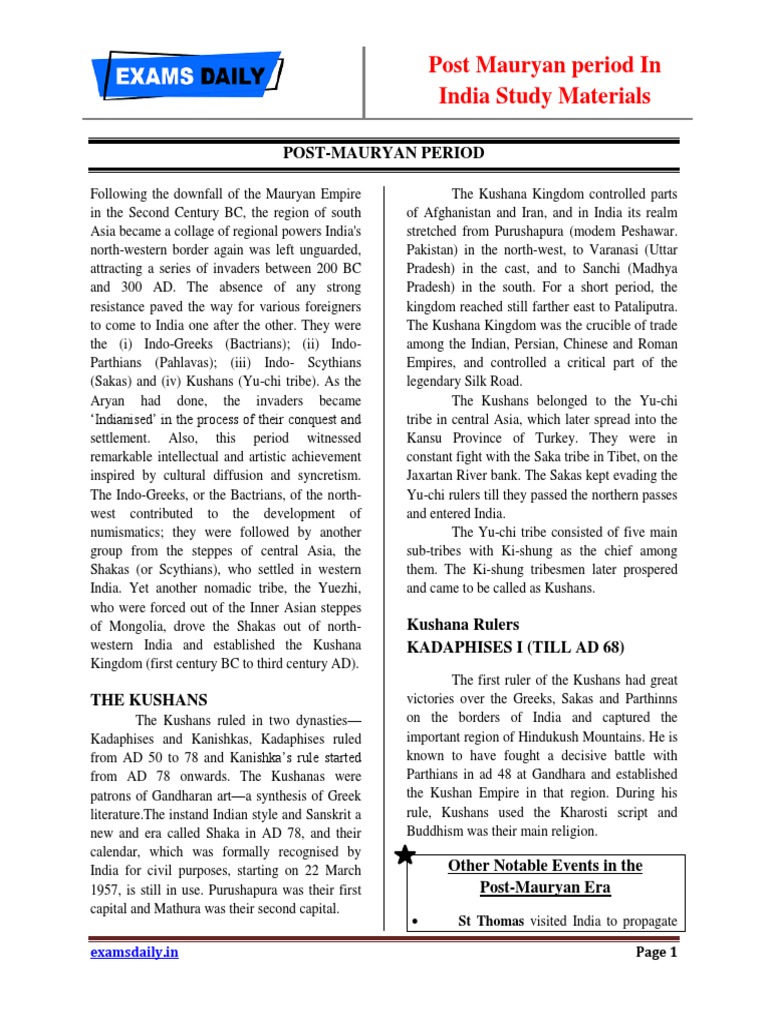 Post Mauryan Period in India PDF | PDF | Vaishnavism | Tantra