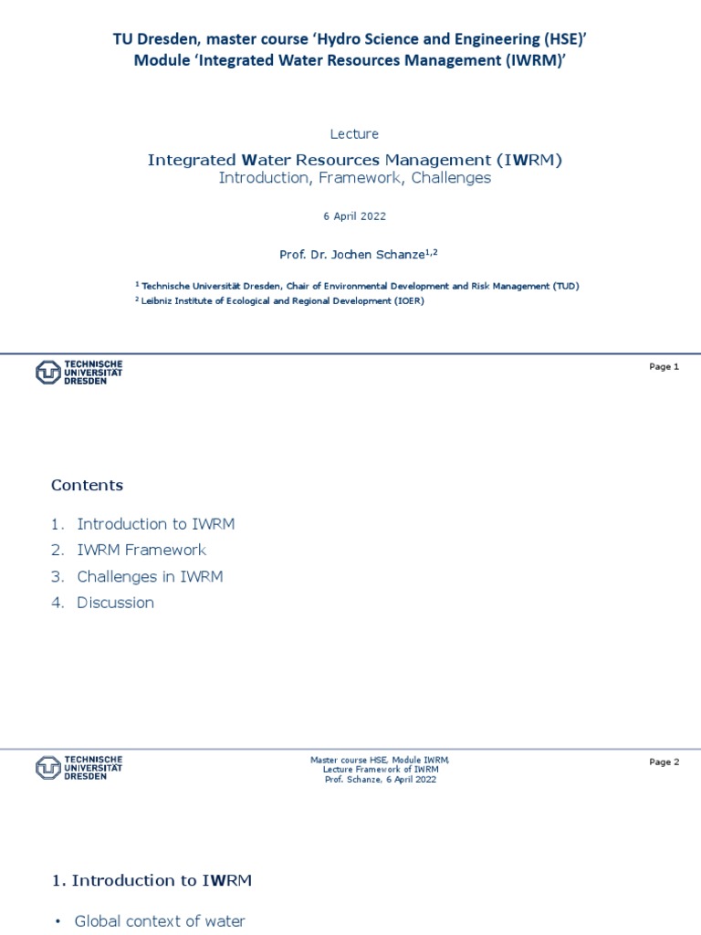 IWRM Framework and Challenges Overview | PDF | Water Security | Governance