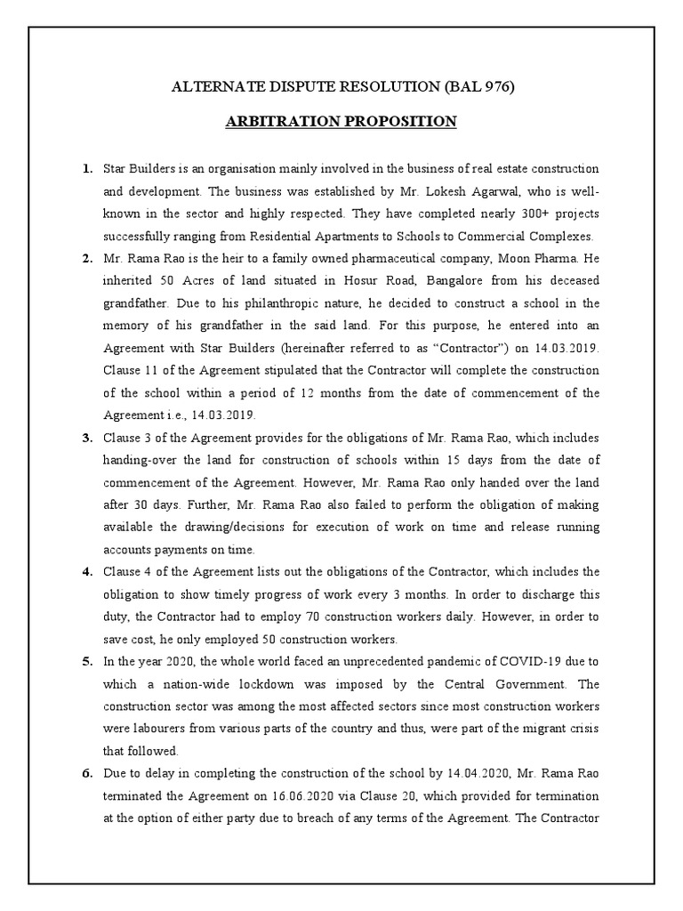 Arbitration Problem | PDF | Arbitration | Common Law