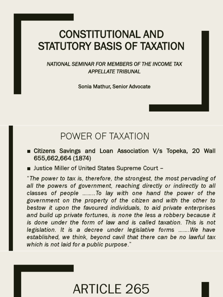 Consitutional and Statutory Basis of Taxation | PDF | Taxes | Tax Treaty