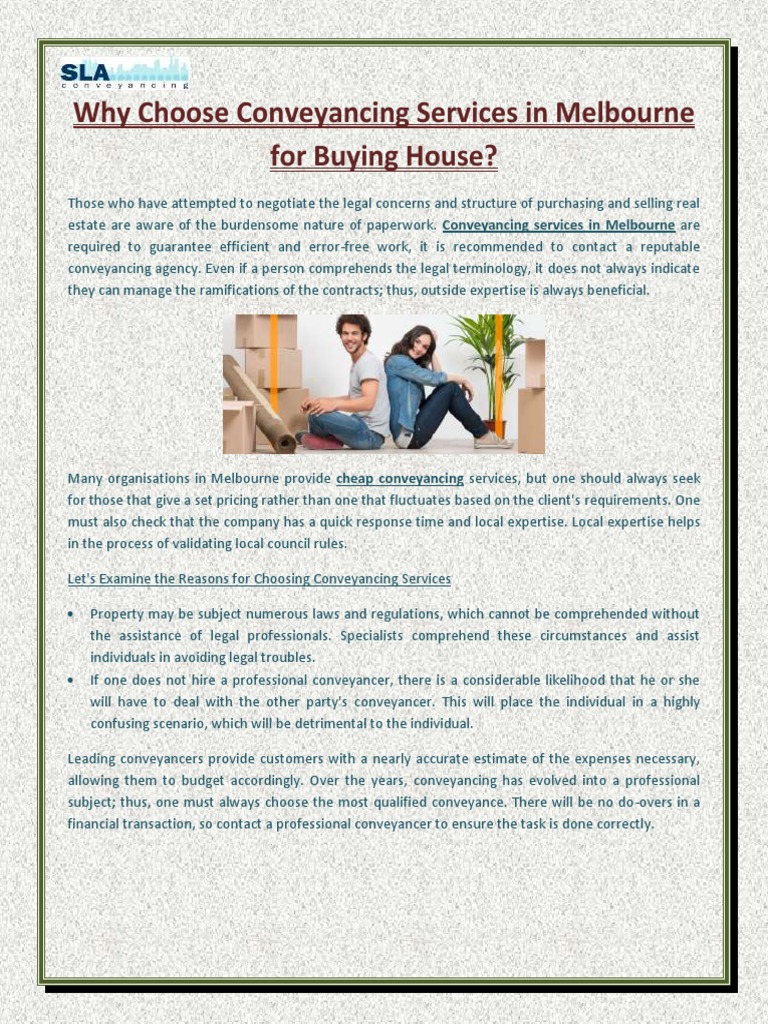 Why Choose Conveyancing Services in Melbourne For Buying House | PDF ...