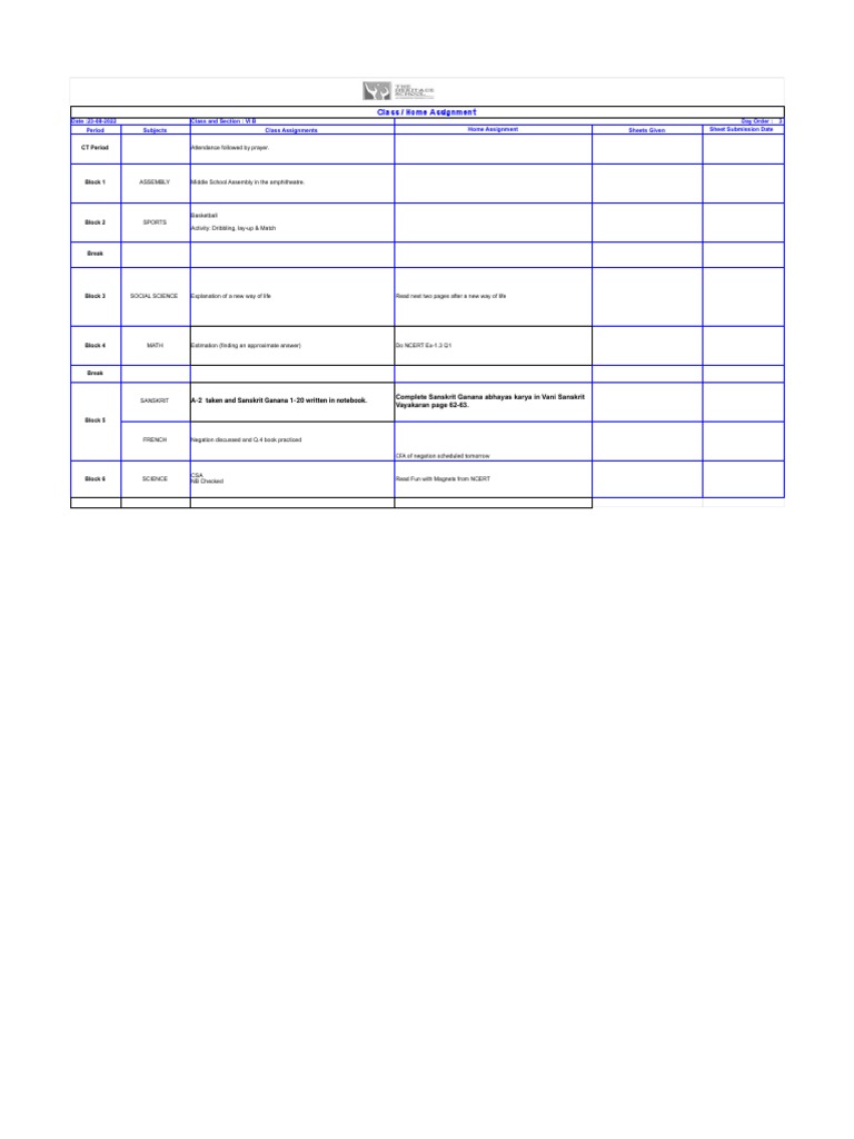 CW - HW - VI B - 23-08-22 - Day 3 | PDF