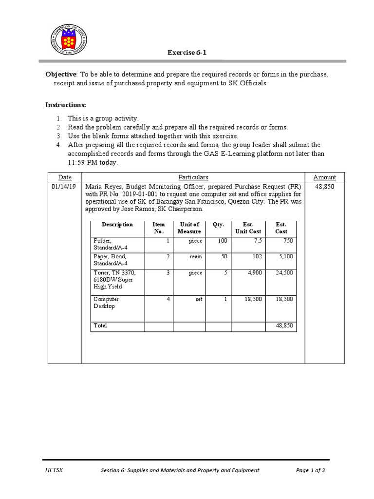Exercise 6-1 Illustrative Problem | PDF | Business