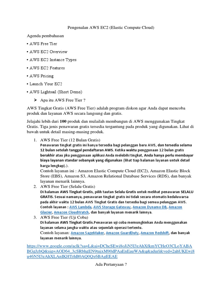 Uraian Pengenalan AWS-EC2 | PDF