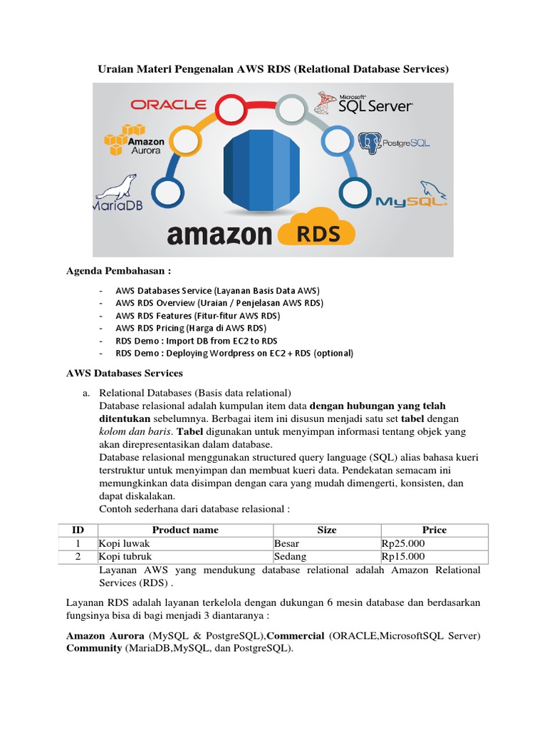 Uraian Materi Pengenalan AWS RDS | PDF