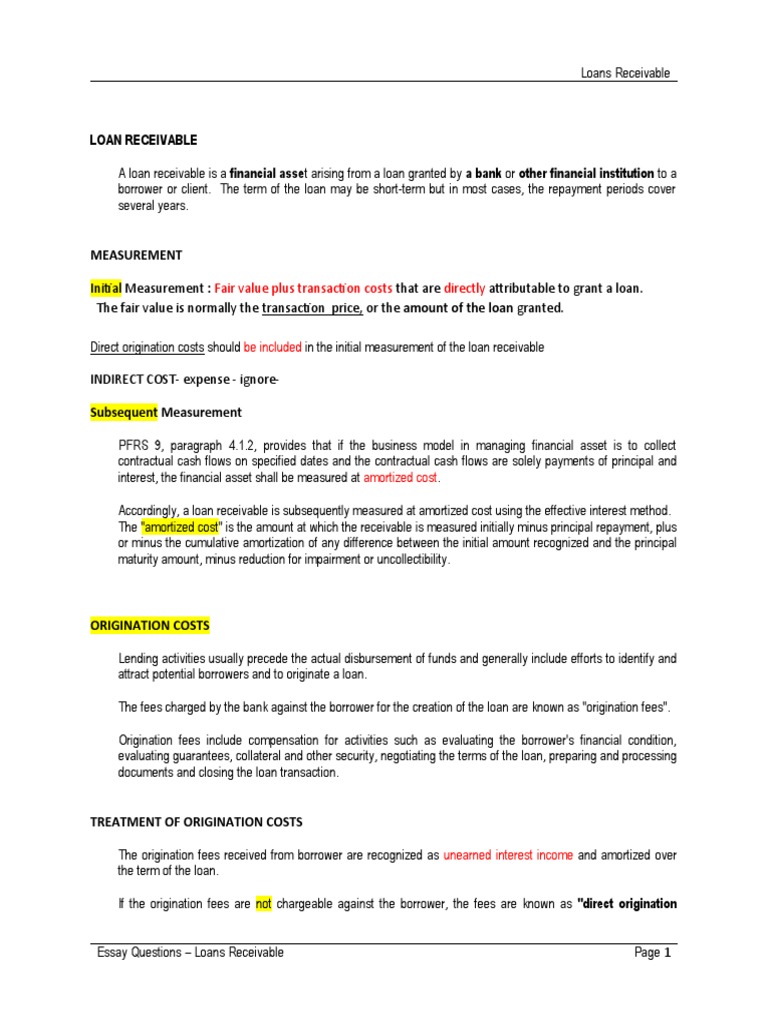 Loan Receivable Notes | PDF | Loans | Interest