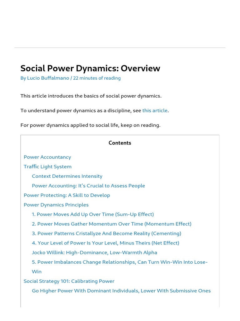 The Power Moves - Social Power Dynamics Overview Power Dynamic | PDF ...