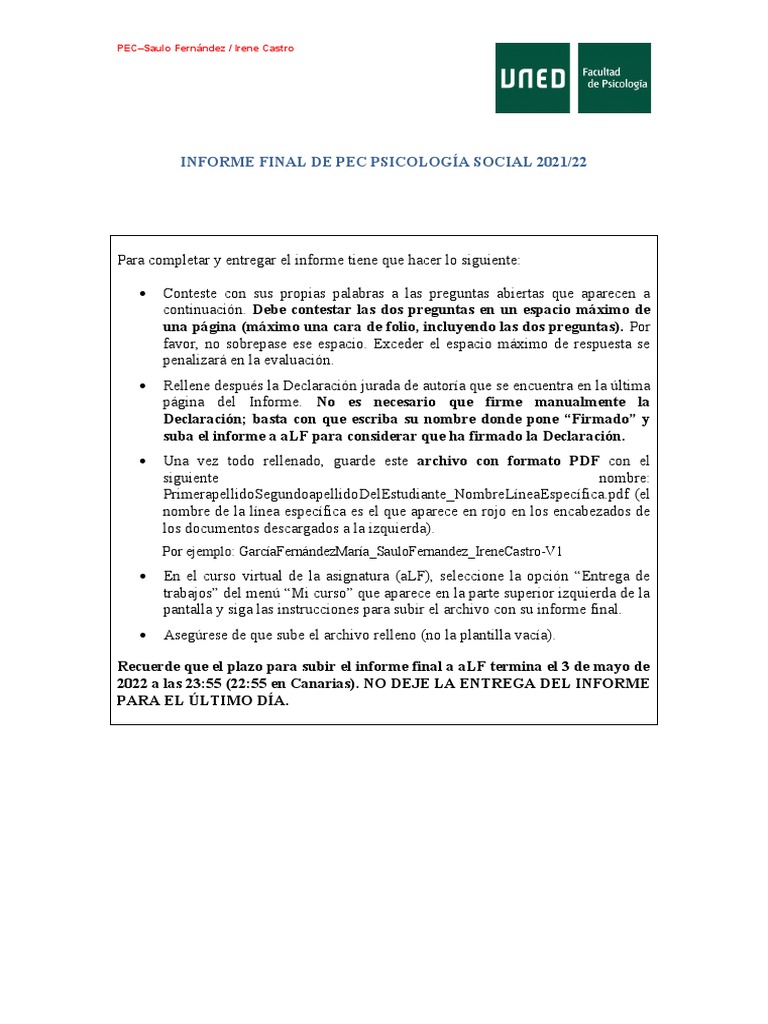 Informe Final de PEC 21 22 | PDF | Las emociones | Sicología