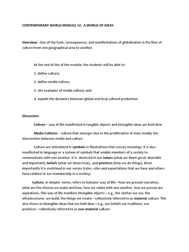 Contemporary World Module 12 | PDF | Globalization | Communication