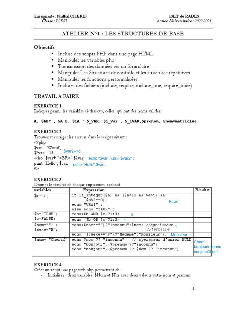 TP1 Fondamentaux | PDF | PHP | JavaScript