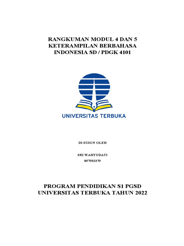 Rangkuman Modul 4 Dan 5 Keterampilan Berbahasa Indonesia SD | PDF