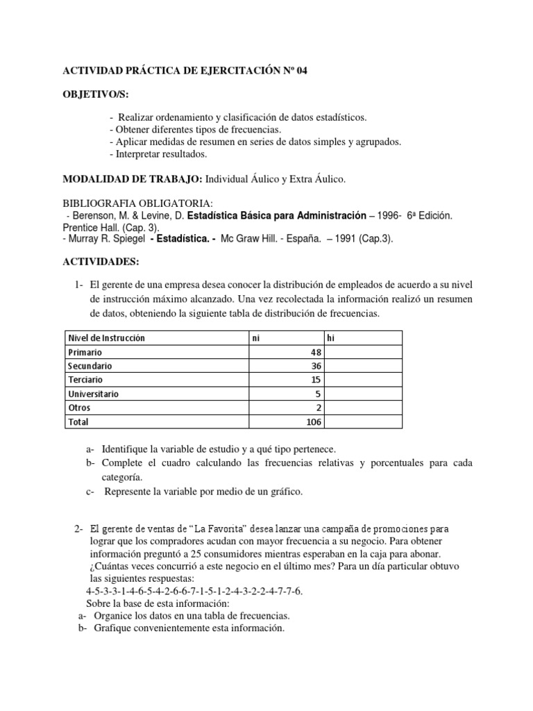 Actividad Práctica de Ejercitación #04 | PDF