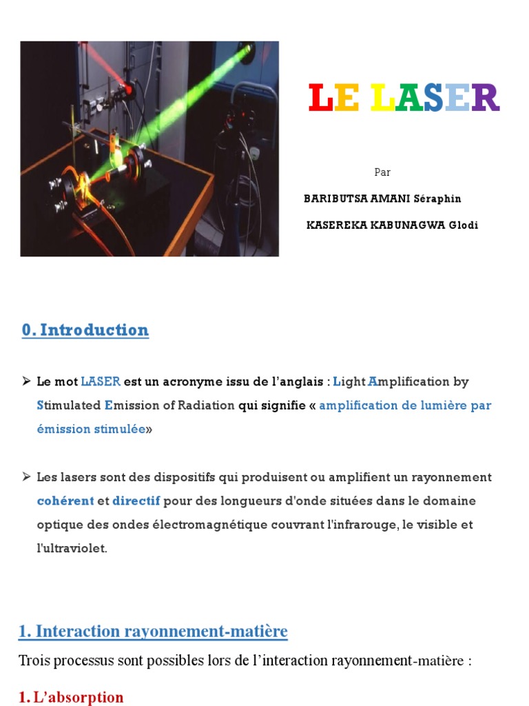 Exposé Laser | PDF | Laser | Photon