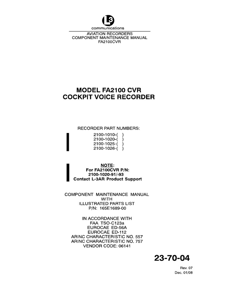FA2100 CVR Manual | PDF