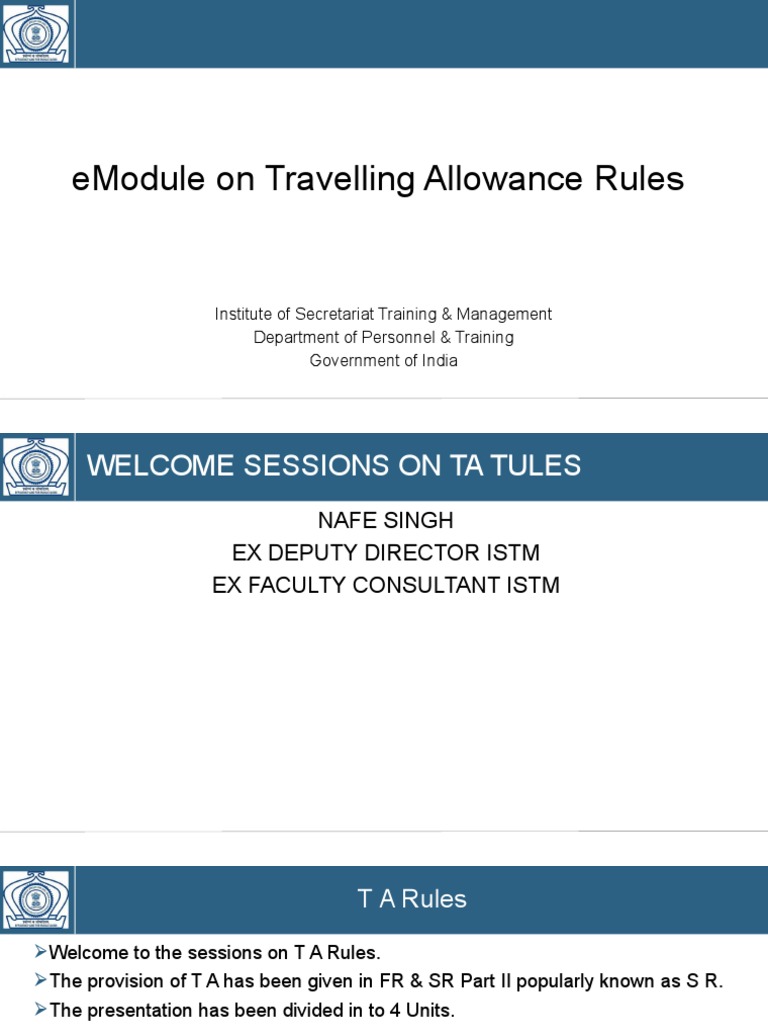 1.2-Emodule TA Rules | PDF | Fare | General Schedule (Us Civil Service Pay Scale)