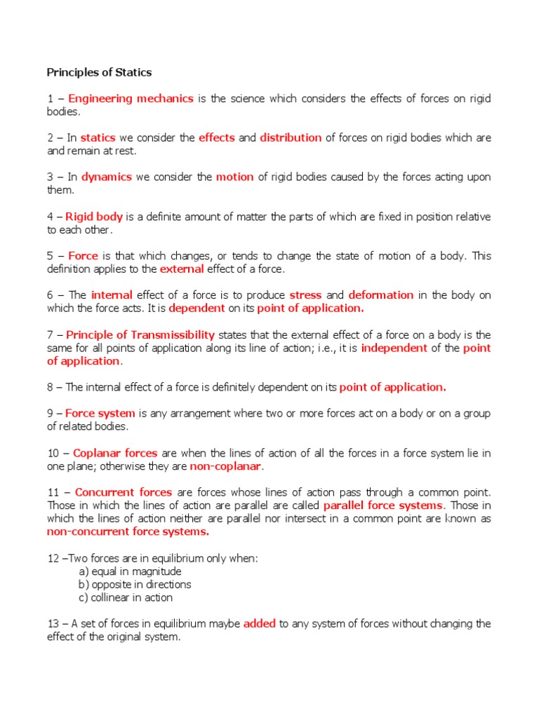 Principles of Statics | PDF