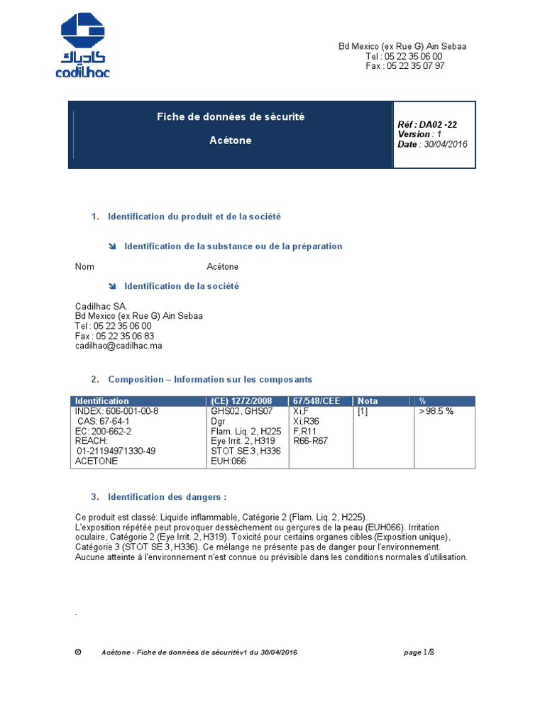 Acétone Fds | PDF | Fumée | Chimie