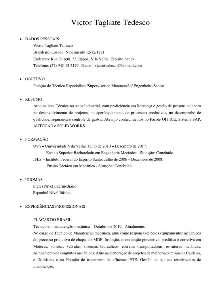 Victor ENG | PDF | Engenharia Mecânica | Engenharia