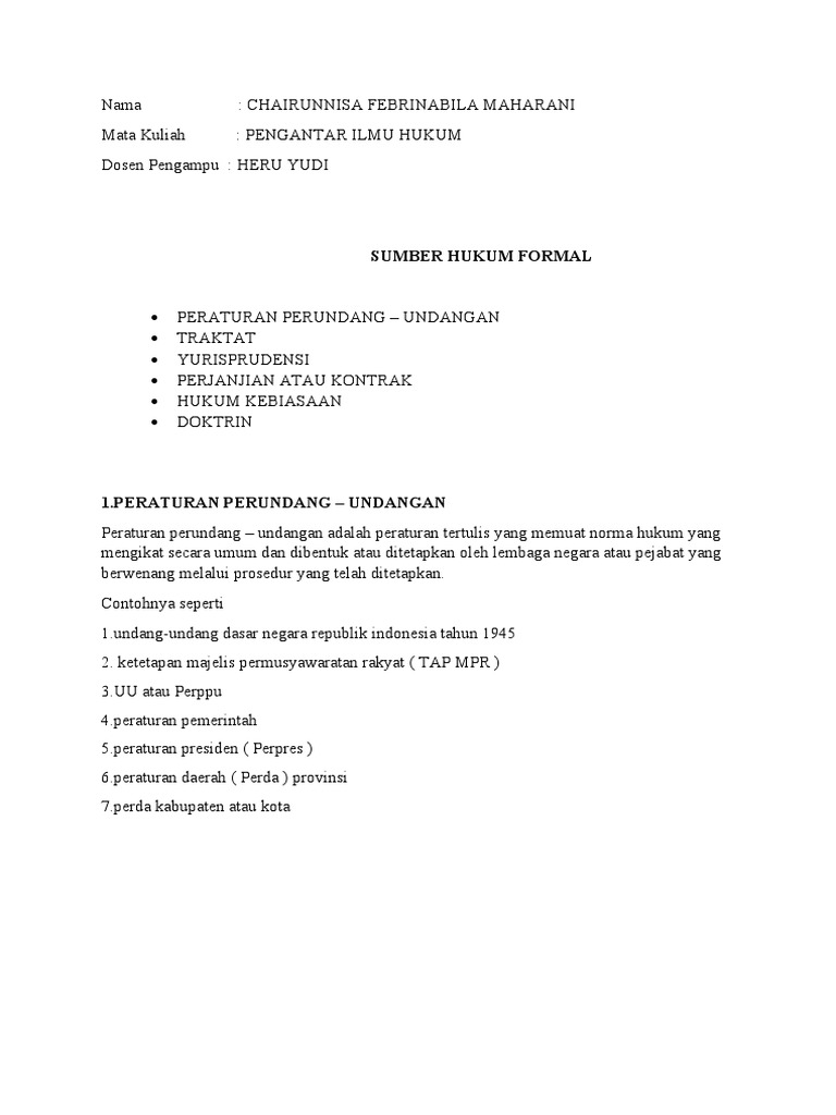 Contoh Sumber Hukum Formal | PDF