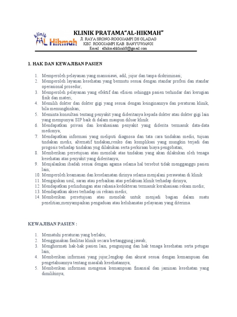 Hak Dan Kewajiban Pasien | PDF