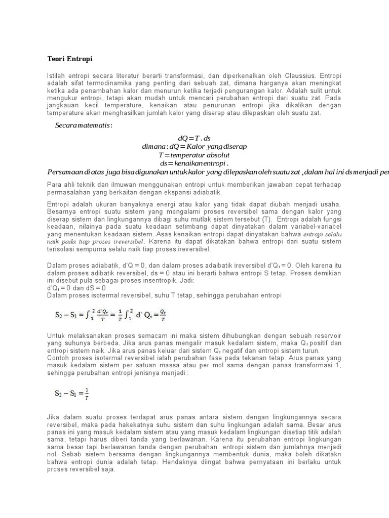 Teori Entropi | PDF