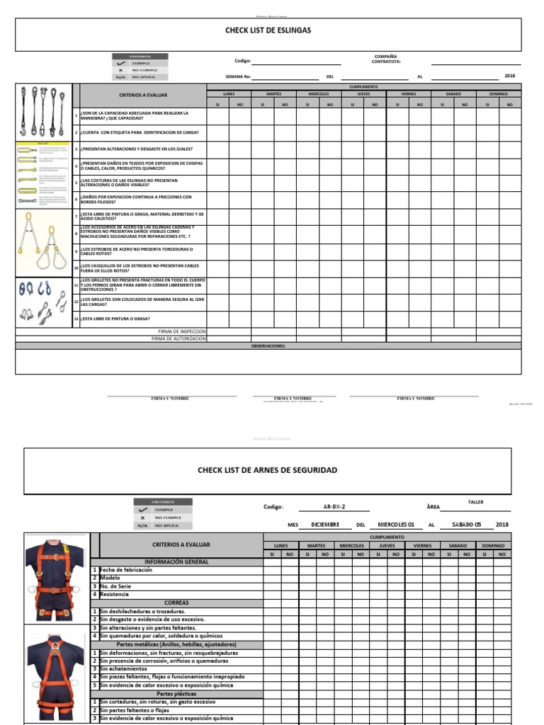 Check List de Pre Uso Equipos de Construccion Varios | PDF | Bienes ...