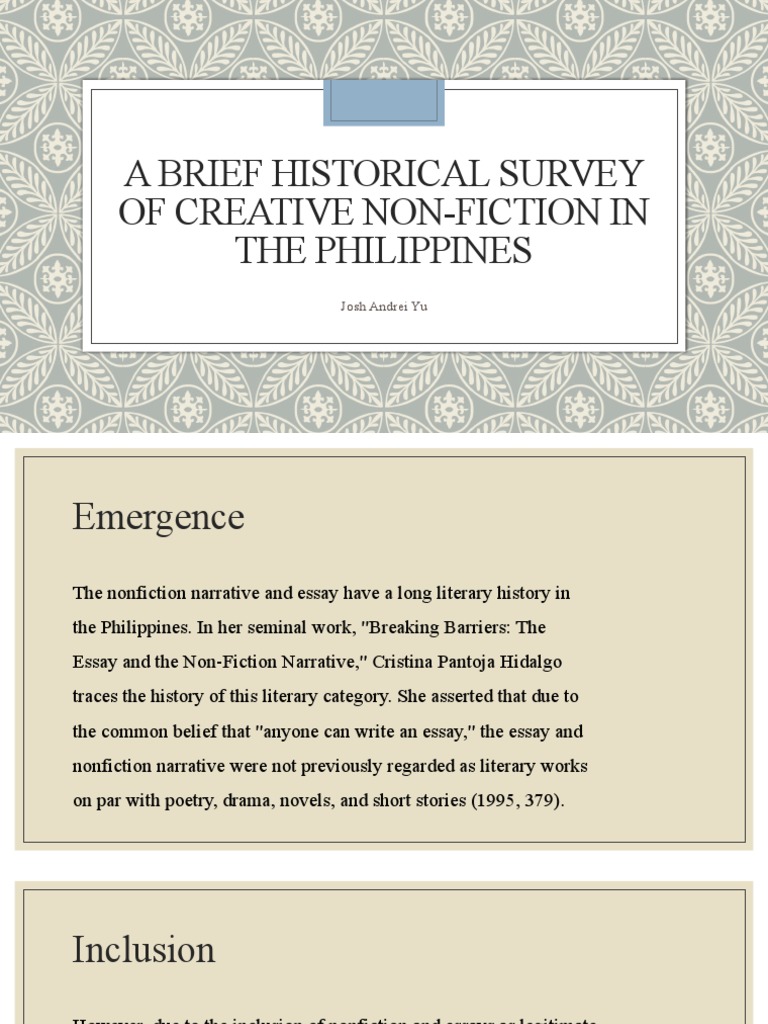 A Brief Historical Survey of Creative Non-Fiction in | PDF | Essays ...