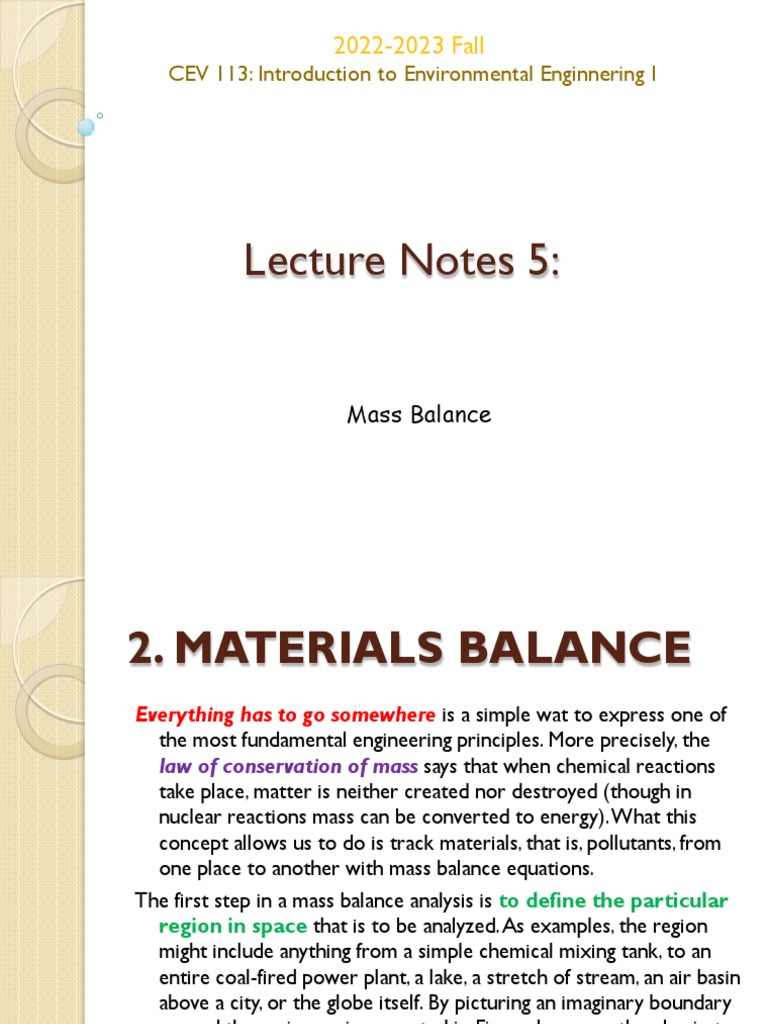 Lecture5 Mass Balance | PDF