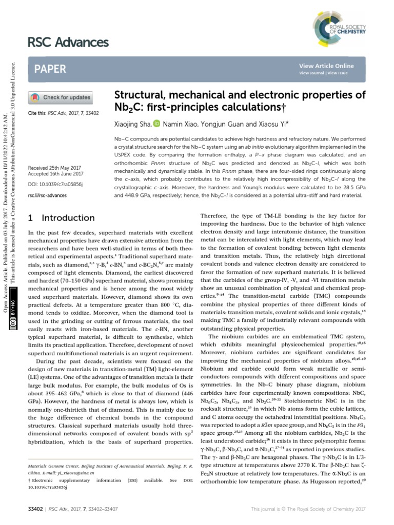 Structural Mechanical Properties of Nb2C | Download Free PDF ...