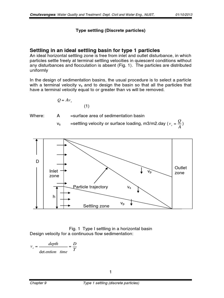 Type 1 Settling of Discrete Particles | PDF | Chemical Engineering ...