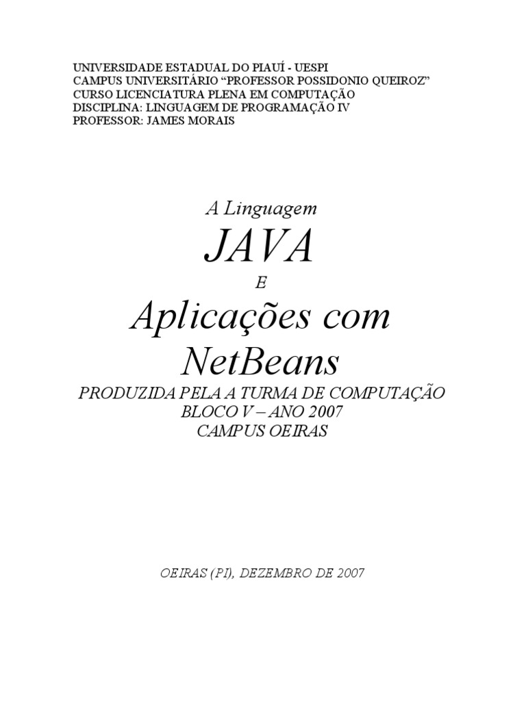 Netbeans Java | PDF | Java (linguagem de programação) | Compilador