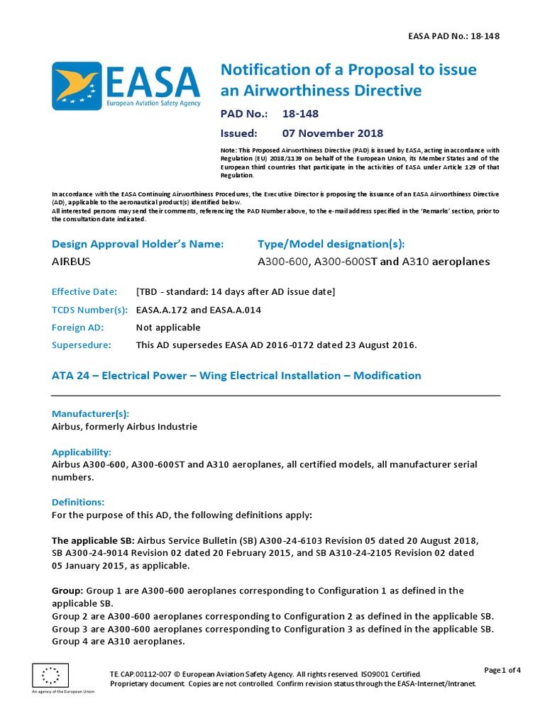 Ata 24 - Easa - Pad - 18-148 - 1 | PDF | Airplane | Transport