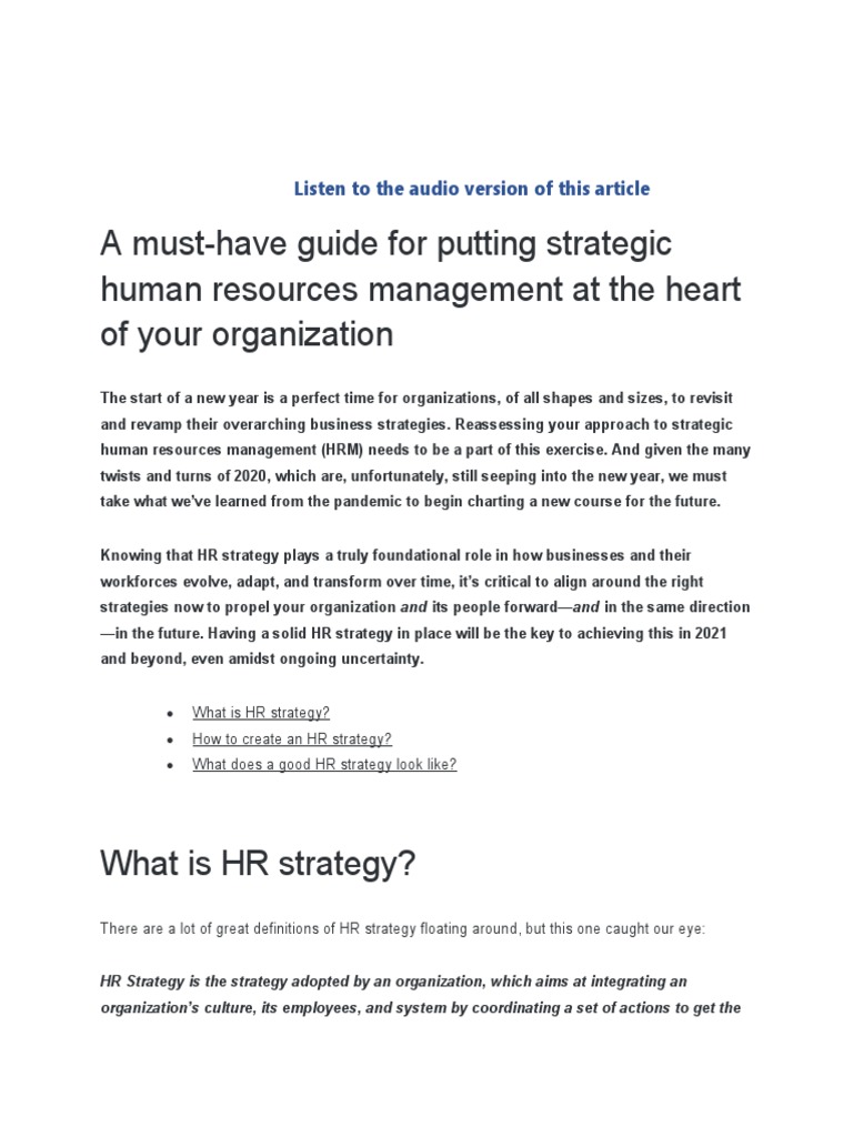 Create Hr Strategy Pdf