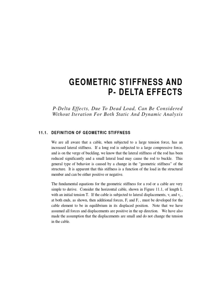 Geometric Stiffness and P Delta Effects | PDF | Buckling | Stiffness